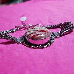Silver plated | Jewelry | Swirl Agate Glass Bracelet | Poshmark